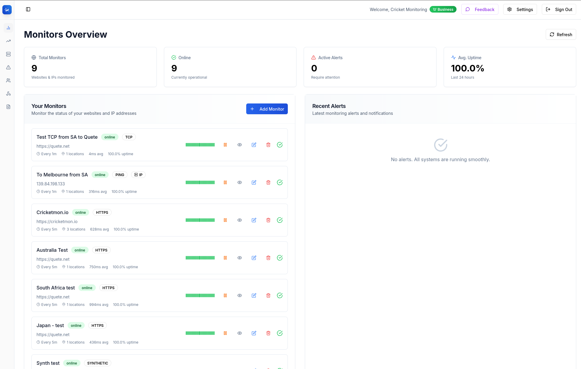 Cricket Monitor - Website Uptime Monitoring & Performance Tracking